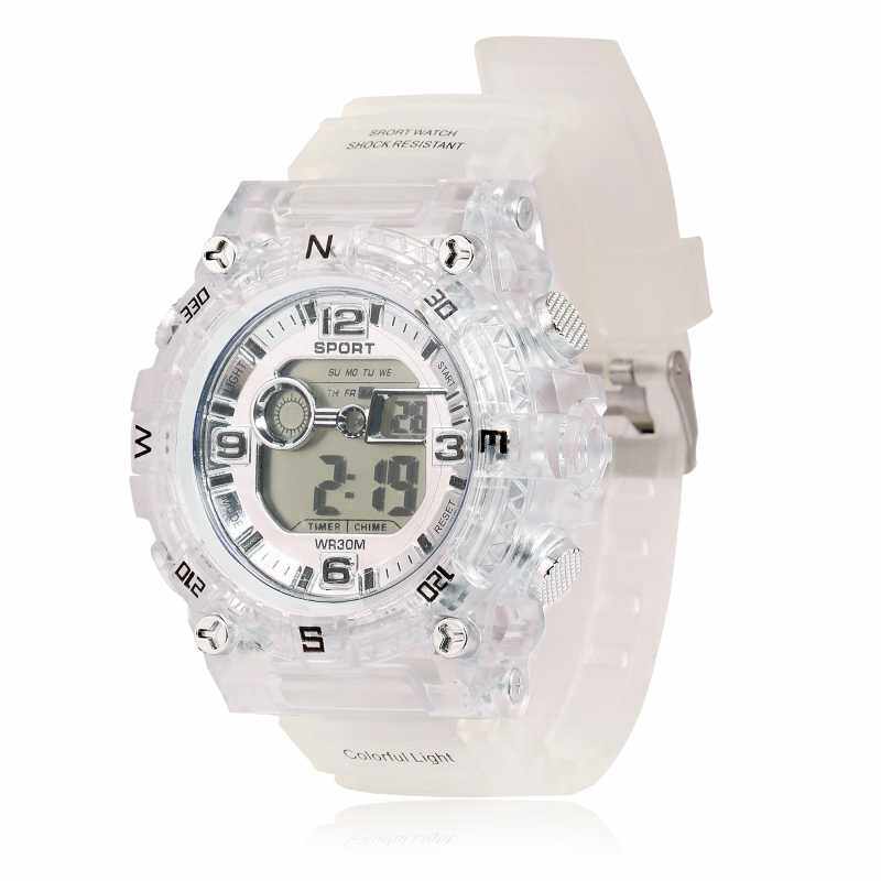 Waterproof White Color Digital Watch ,Silicone Boys Digital Sports Watch,