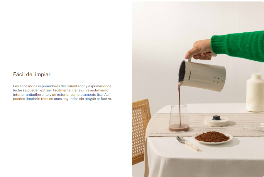 CREATE - Espumador calentador de leche - 4 funciones, 580ml - MILK FROTHER STUDIO | Miravia