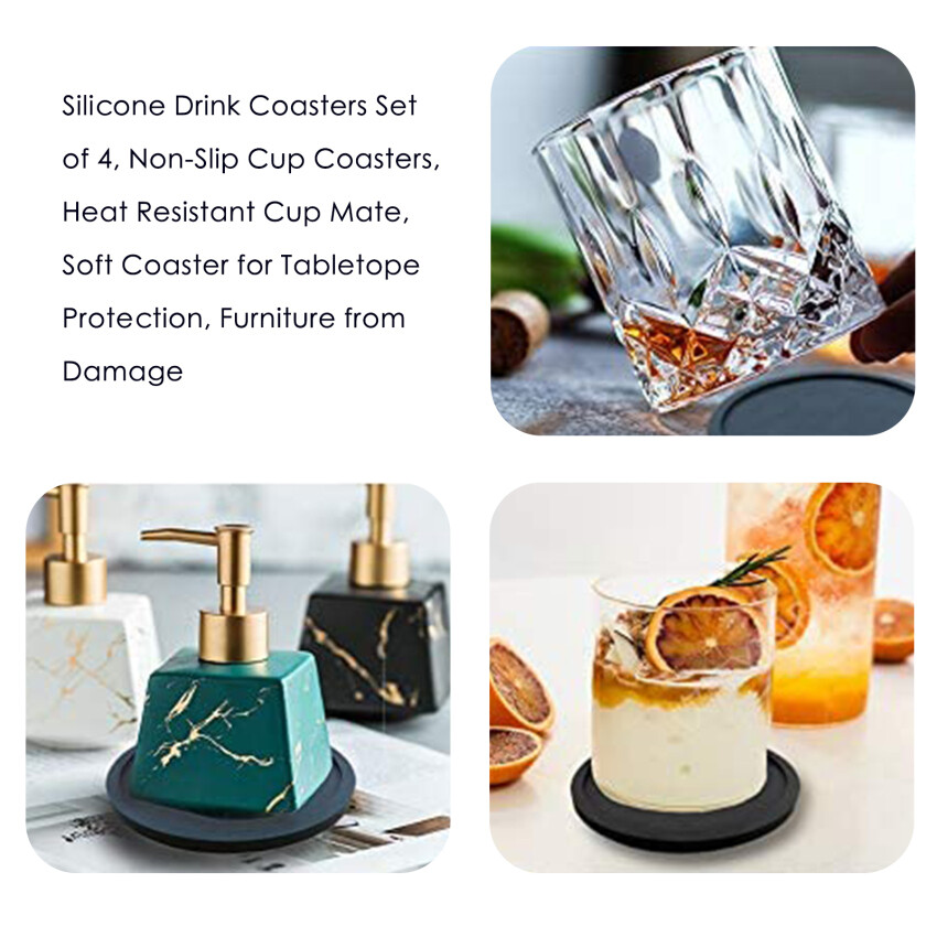 Silicone Drink Coasters,heat Resistant Cup Mate,soft Coaster For Table ...