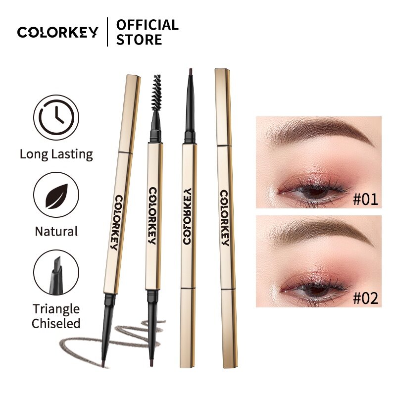Colorkey Dual-ended Eyebrow Pencil with Brush Long-lasting Waterproof ...