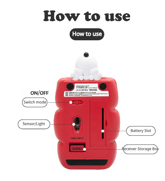 PEANUTS x ROYCHE Wireless Figure Snoopy Mouse/Noise/Nano Receiver/2 ...