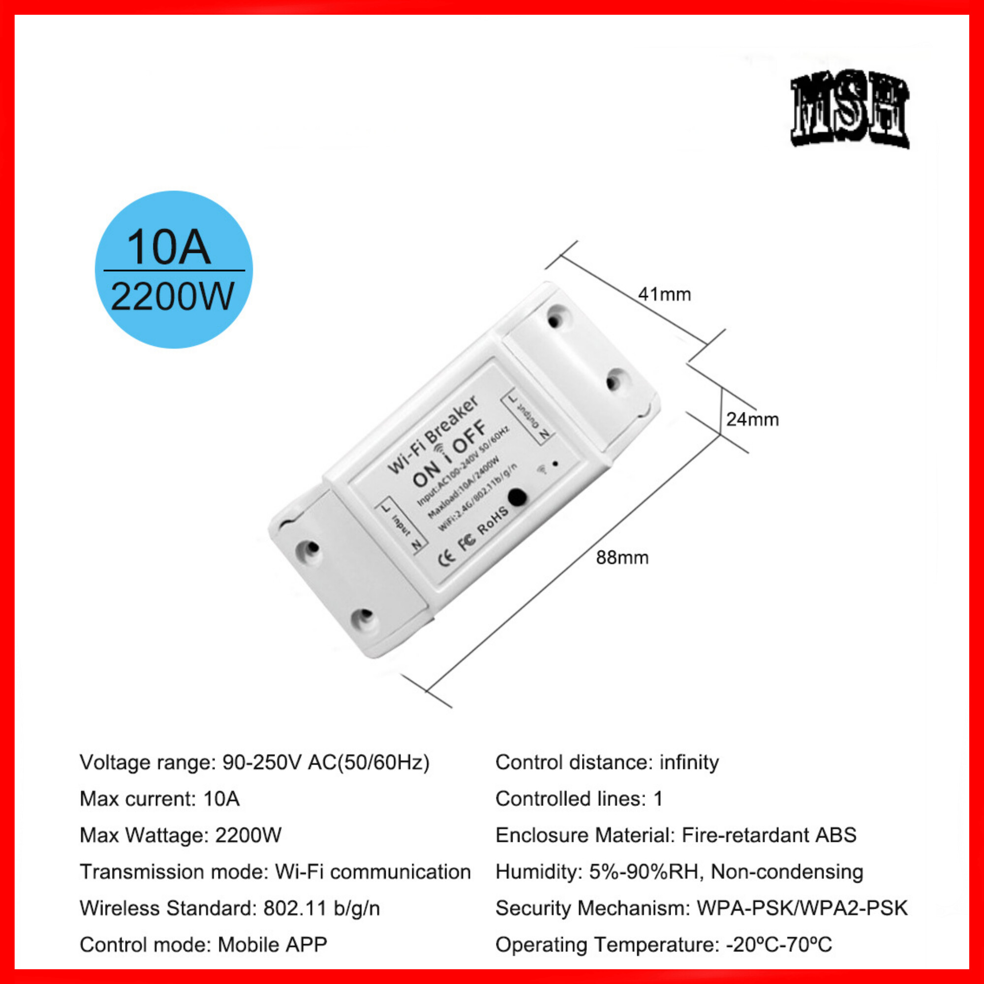 WiFi Smart Switch RF Remote Control By Mobile Phone Touch And Voice Command