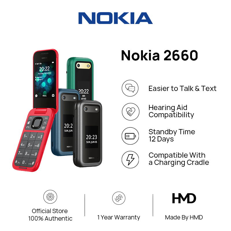 Nokia 2660 Flip 4G Phone 2.8 inches Classic Clamshell Style MicroSD ...
