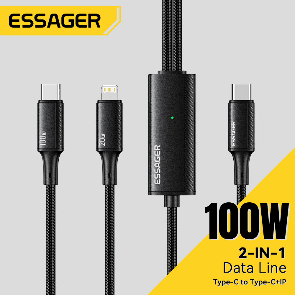 Essager 100W Cáp USB C Để Loại C Để Chiếu Sáng Pd Nhanh Chóng Sạc Dữ Liệu 2 Trong 1 Dây sạc ...