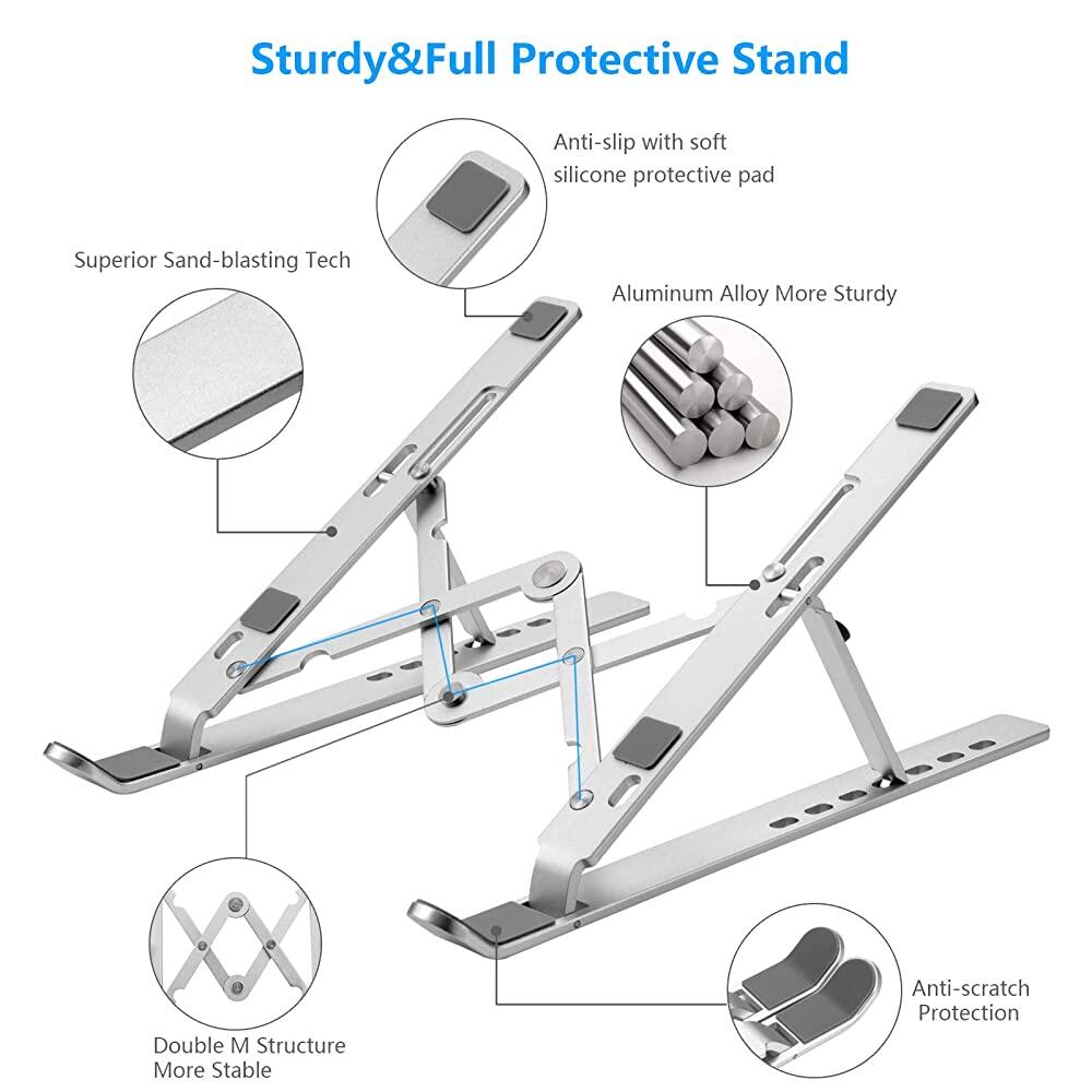 Collapsible & Portable Aluminium Laptop Stand / Folding Notebook Stand ...