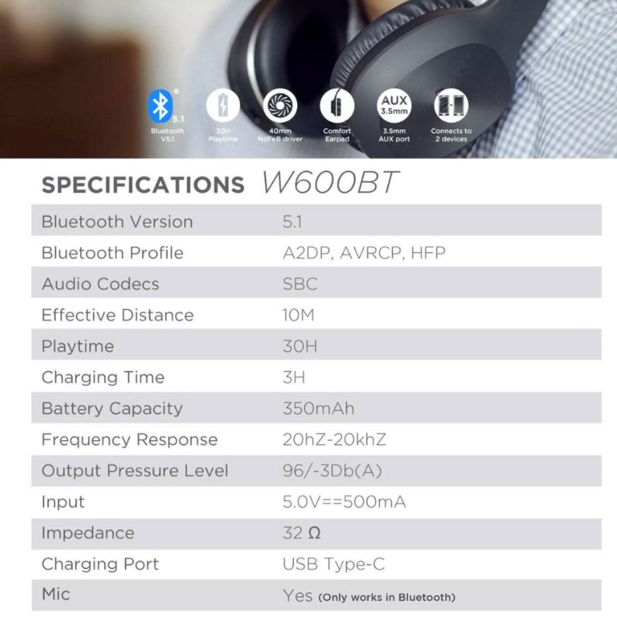 Edifier W600BT / W800BT PLUS Wireless On-Ear Headphone With Strong Bass ...