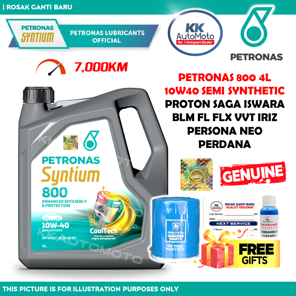 NEW Petronas Syntium Malaysia 800 Semi Synthetic 10W40 10W-40 4L Engine ...