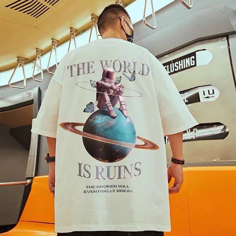 (S-8XL) ยุโรปและอเมริกา Tide ยี่ห้อ Nasa นักบินอวกาศเสื้อกันหนาวผู้ชายรอบคอฤดูร้อนนักบินอวกาศ ...