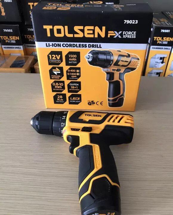 TOLSEN 12V Li-on Cordless Drill w/ LED Worklight 10mm chuck Soft Grip ...