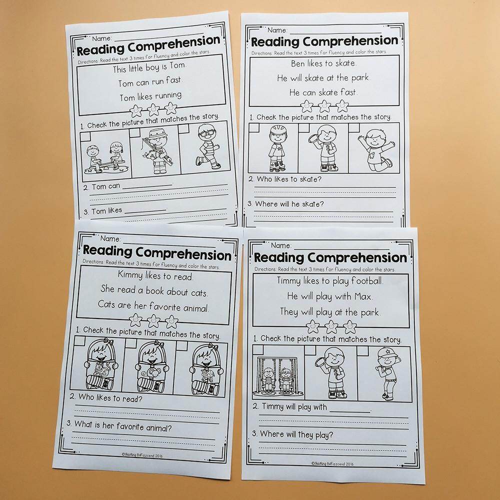 Prek Kindergarten Reading Comprehension Word Work Short Stories Book ...