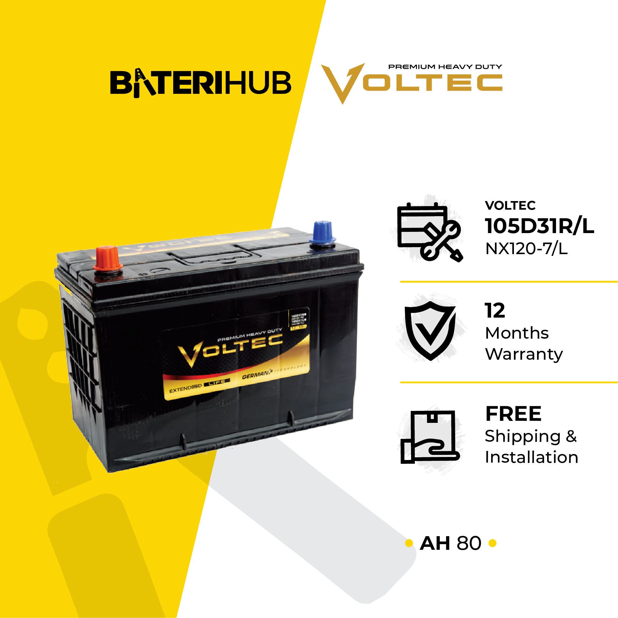 Voltec Car Battery Free Delivery Installation Service, 52% OFF