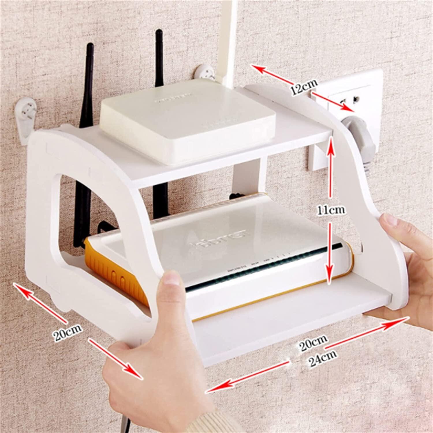 Wall Mounted Wifi Router Shelf Set-Top Box Bracket Storage Box Double ...