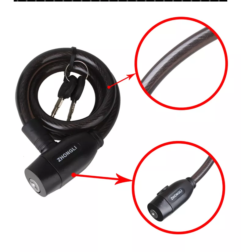 Zhongli Security Anti-theft Cable Bicycle Key Lock Scooter Bike Steel Lock