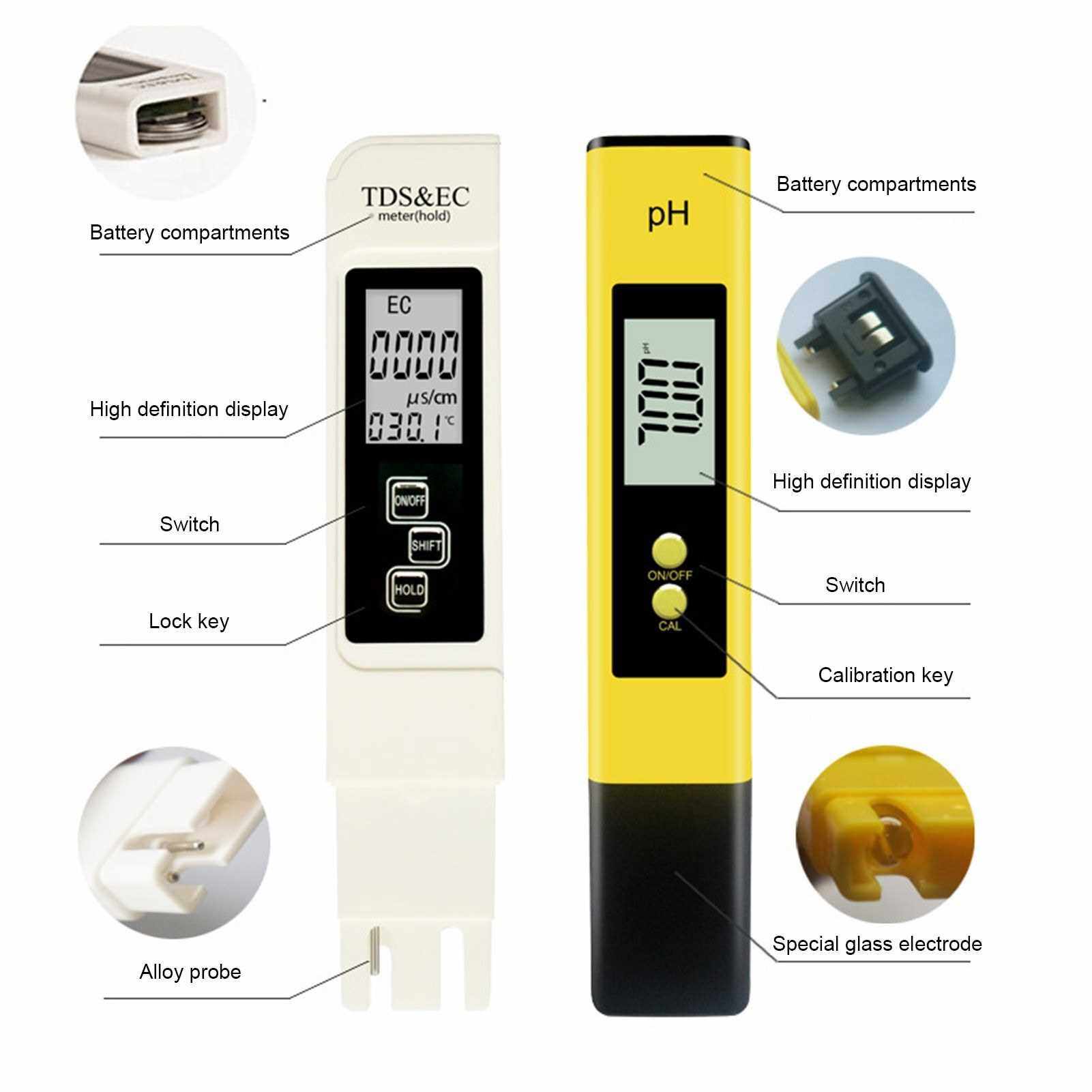 PH Acidometer Water Quality Detector PH Value Test Prod EC&TDS ...
