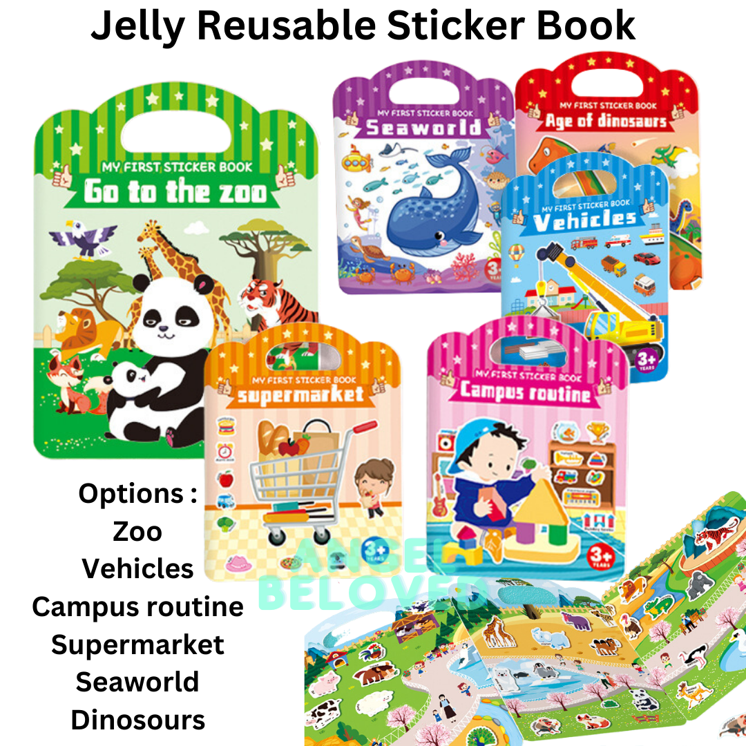 Reusable Jelly Sticker Book Wild Animal Gel Cling Decals Reusable Jelly ...