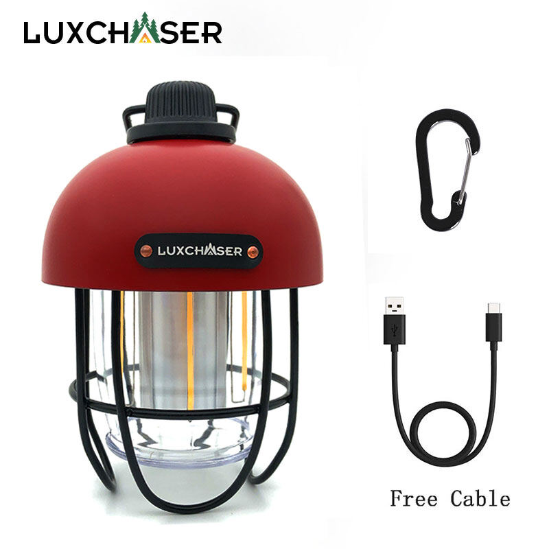 Luxchaser 4500mAh Retro Camping Lantern Lamp Rechargeable 150H Working ...