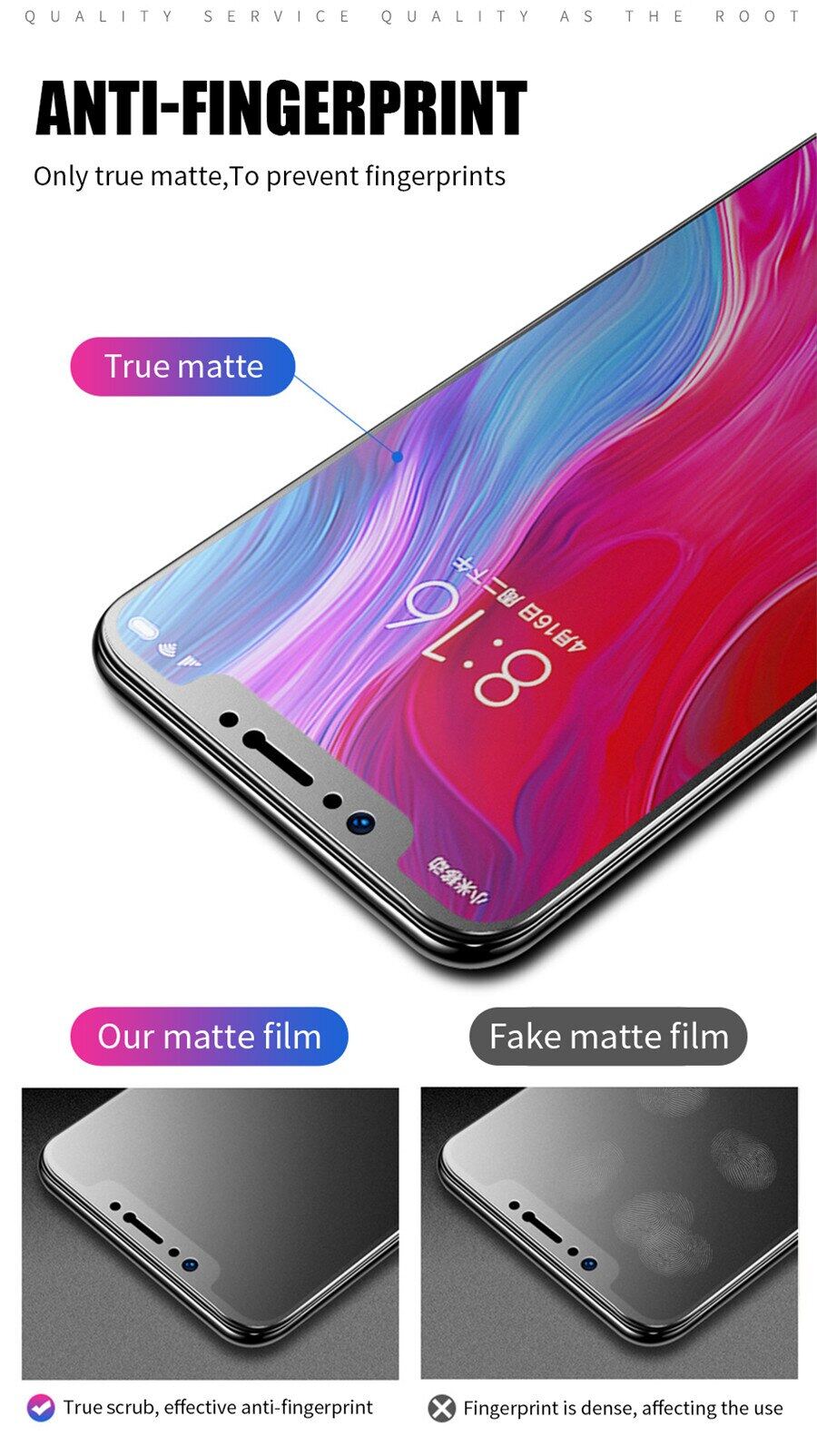 2PCS Frosted Matte Tempered Glass for Xiaomi Mi Pocophone F1 A2 A3 9T CC9 Lite Redmi K20 Note 9 ...