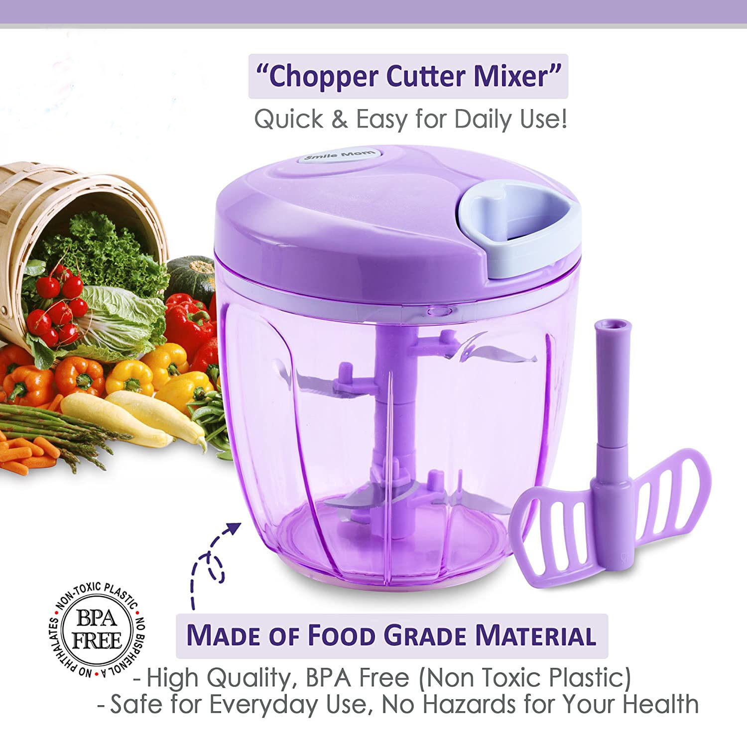 Quick Large Handy and Compact Chopper Quick Cutter for Kitchen 5 Blade ...