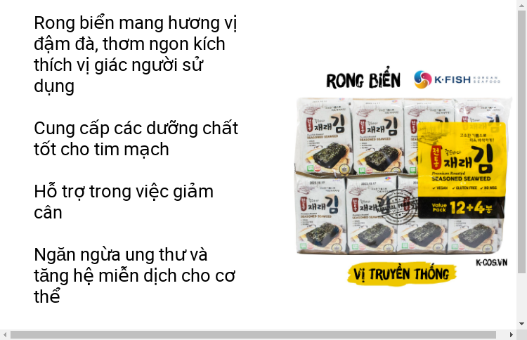 Rong Biển Chiên Giòn Hàn Quốc Ăn Liền - Mỗi Gói 4g- Bịch 16 Gói - Snack ...