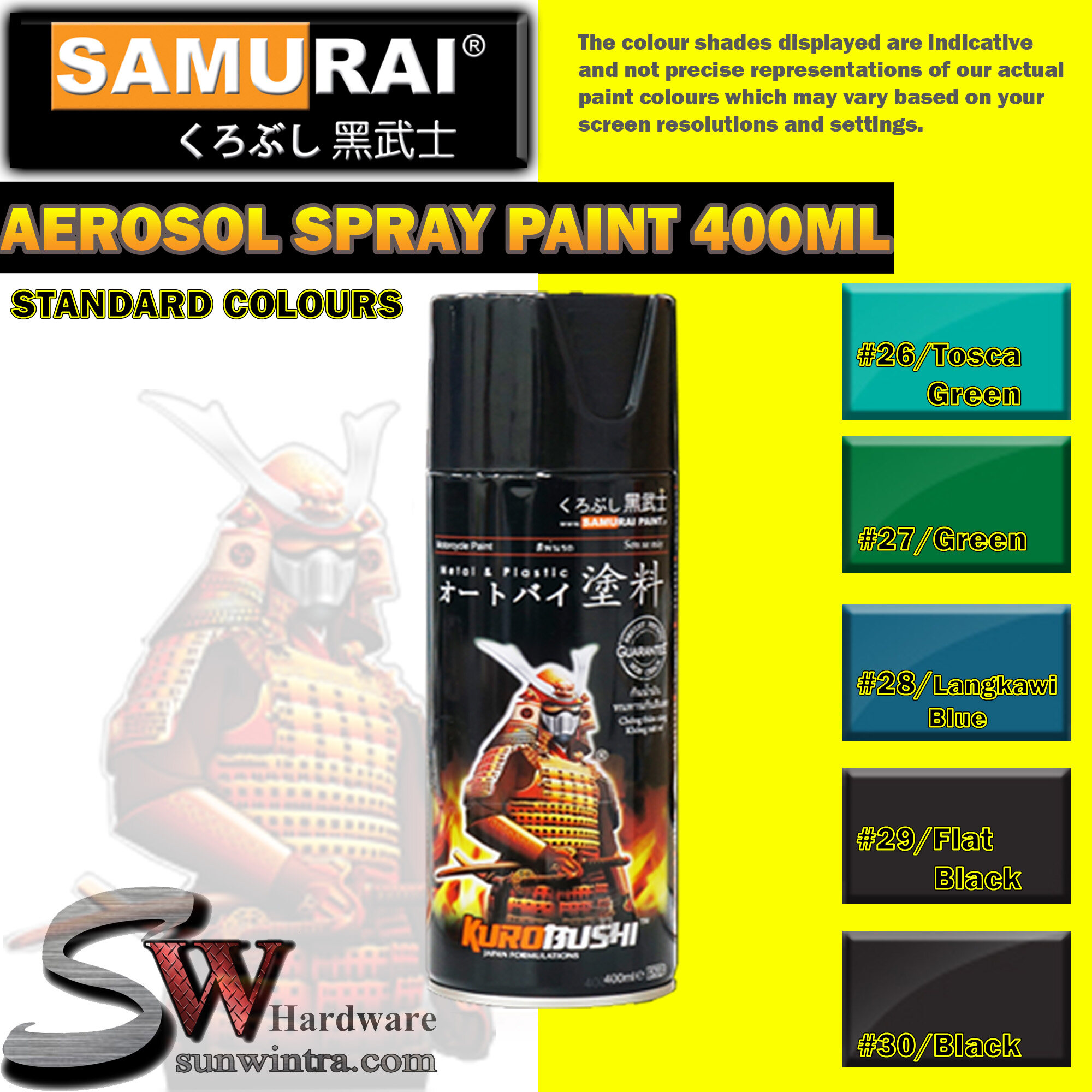 SAMURAI 400ml Spray Paint STANDARD COLOUR #No.26 - No.30 Price, Reviews