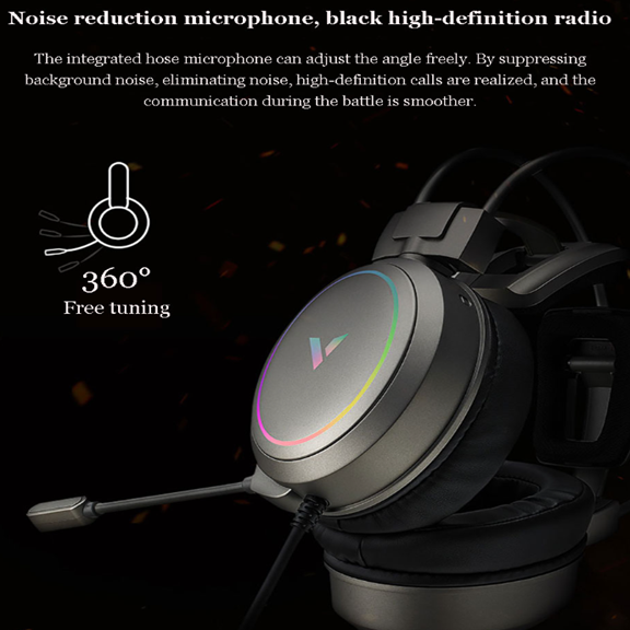 RAPOO VH610 Virtual 7.1 Surround Sound Wired Gaming Headset with LED Backlit / ANC Function ...