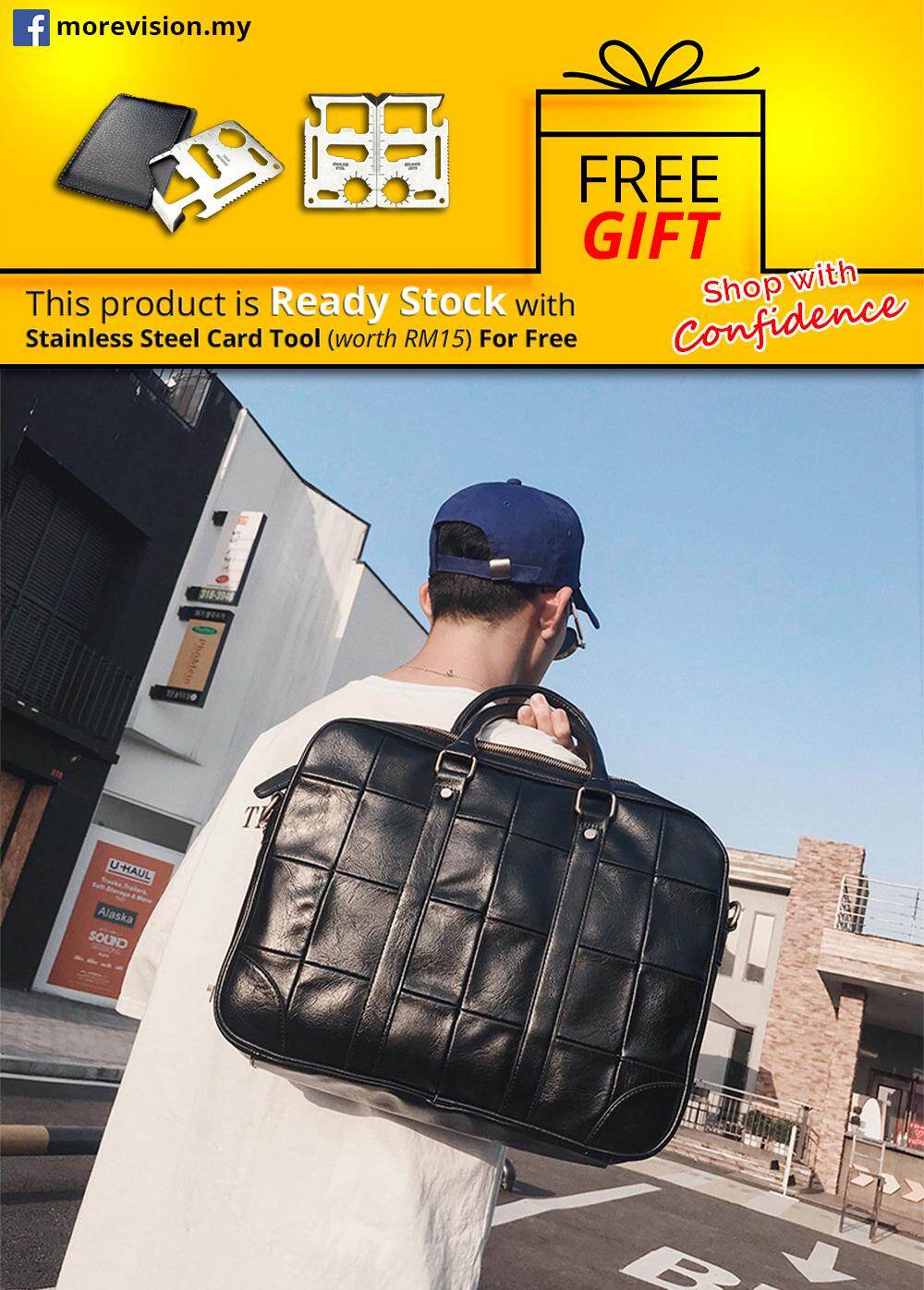 MV Bag Hand Carry Men Messenger Bag Leather Briefcase Black Shoulder ...