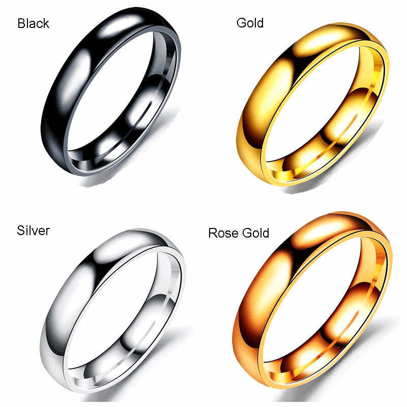 Simple 4Mm Arc Stainless Steel Smooth Face Ring Lovers Ring And Hand ...