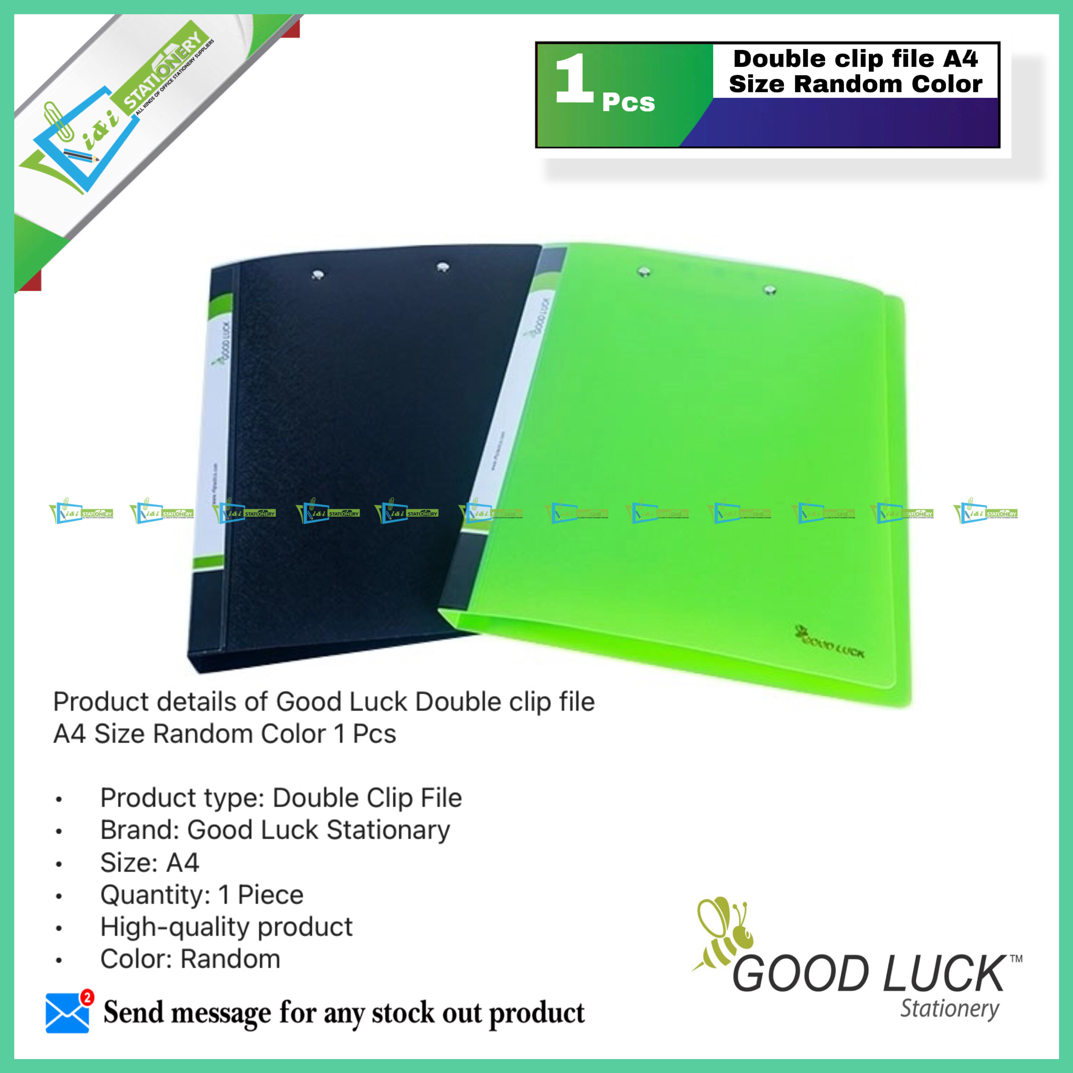 Good Luck Double Punch file A4 Size Random Color 1 Pcs