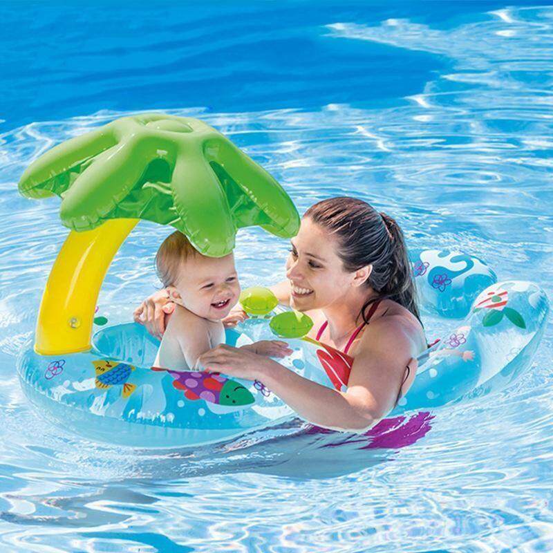 First Swim Float palm tree sunshade with the child roof Double ring