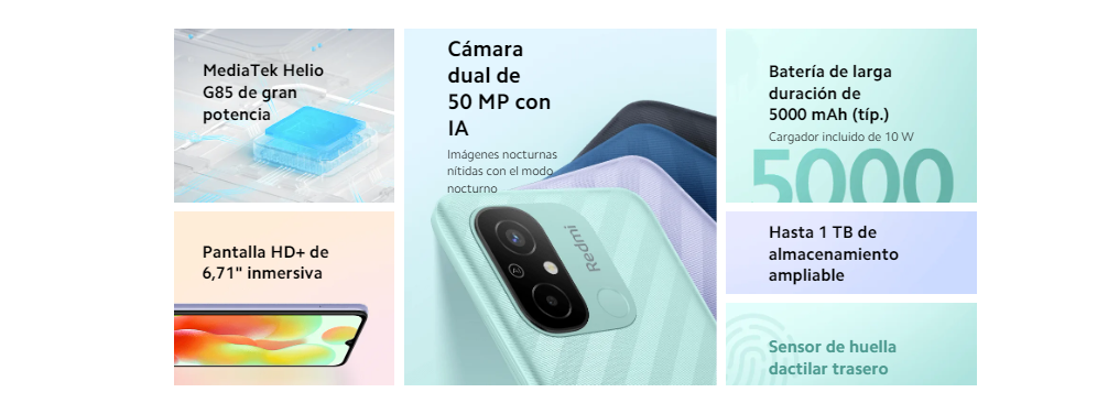 Teléfono Móvil Xiaomi Redmi 12C Smartphone, 3GB+64GB / 4GB+128GB, Pantalla Dot Drop de 6,71 ...