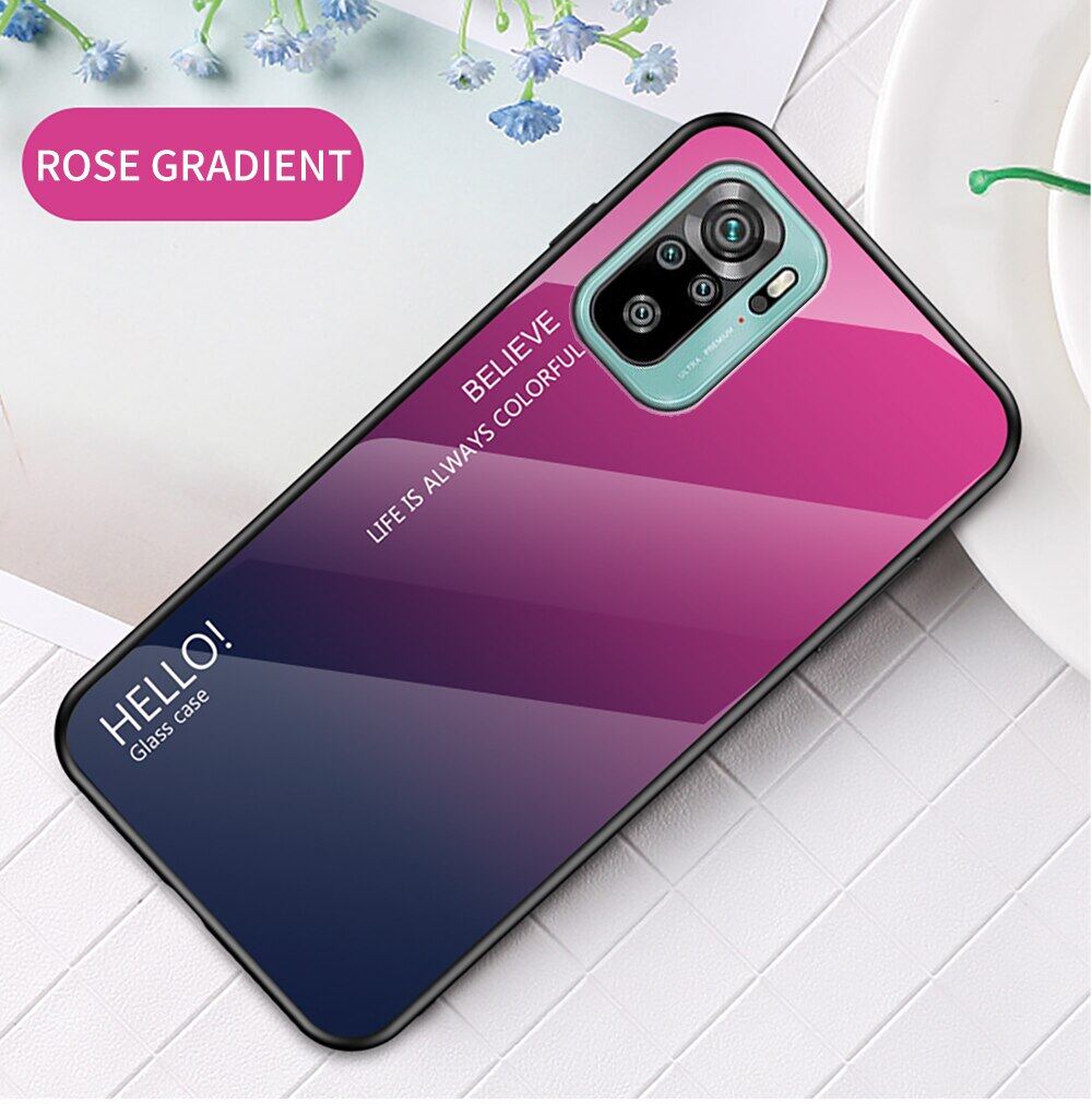 For POCO M5S 5G Case Gradient Color Tempered Glass Cover For Xiaomi ...
