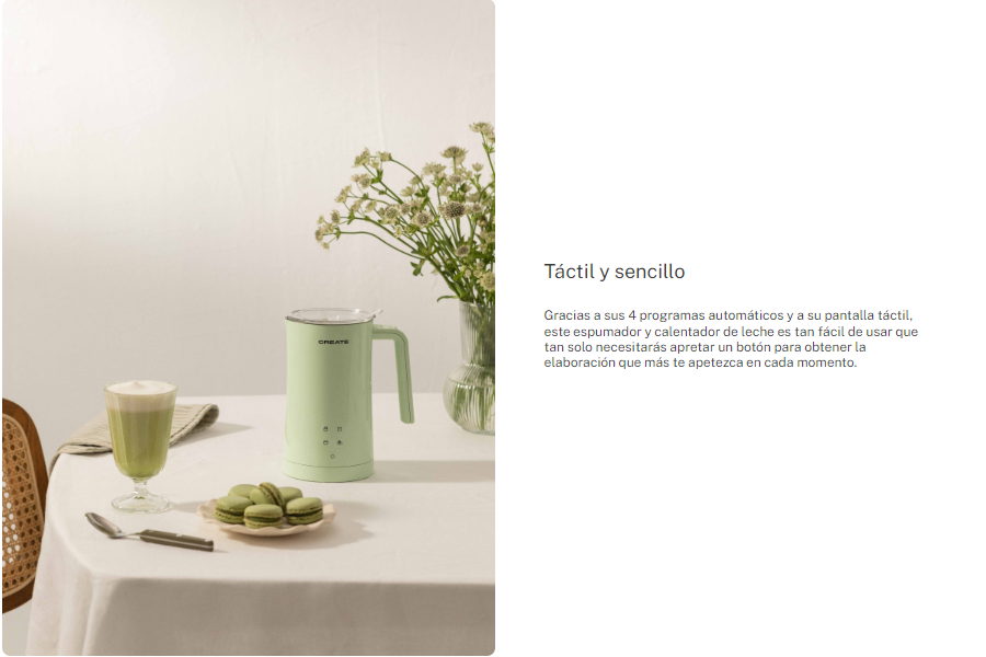 CREATE - Espumador calentador de leche - 4 funciones, 580ml - MILK FROTHER STUDIO | Miravia
