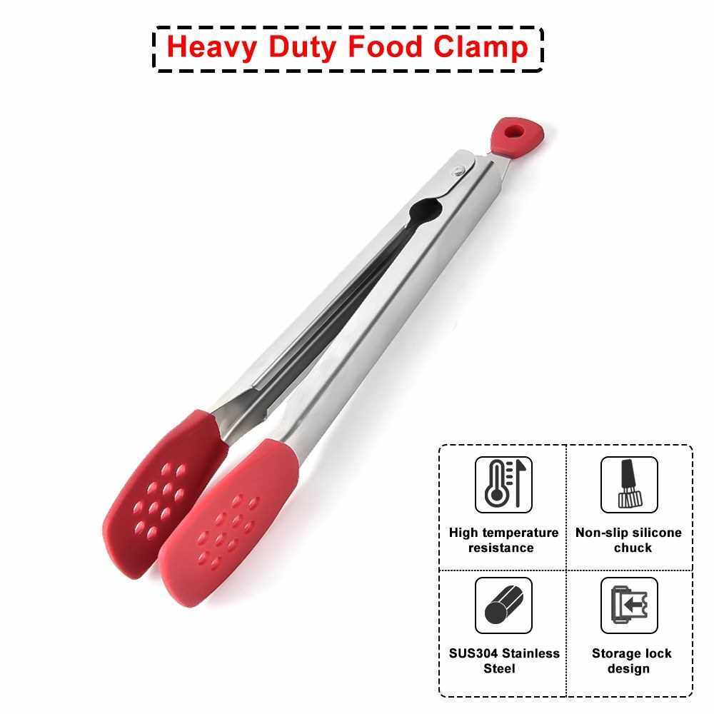 Stainless Steel Kitchen Tong Food Clamp Sturdy Heavy Duty Silica Gel ...