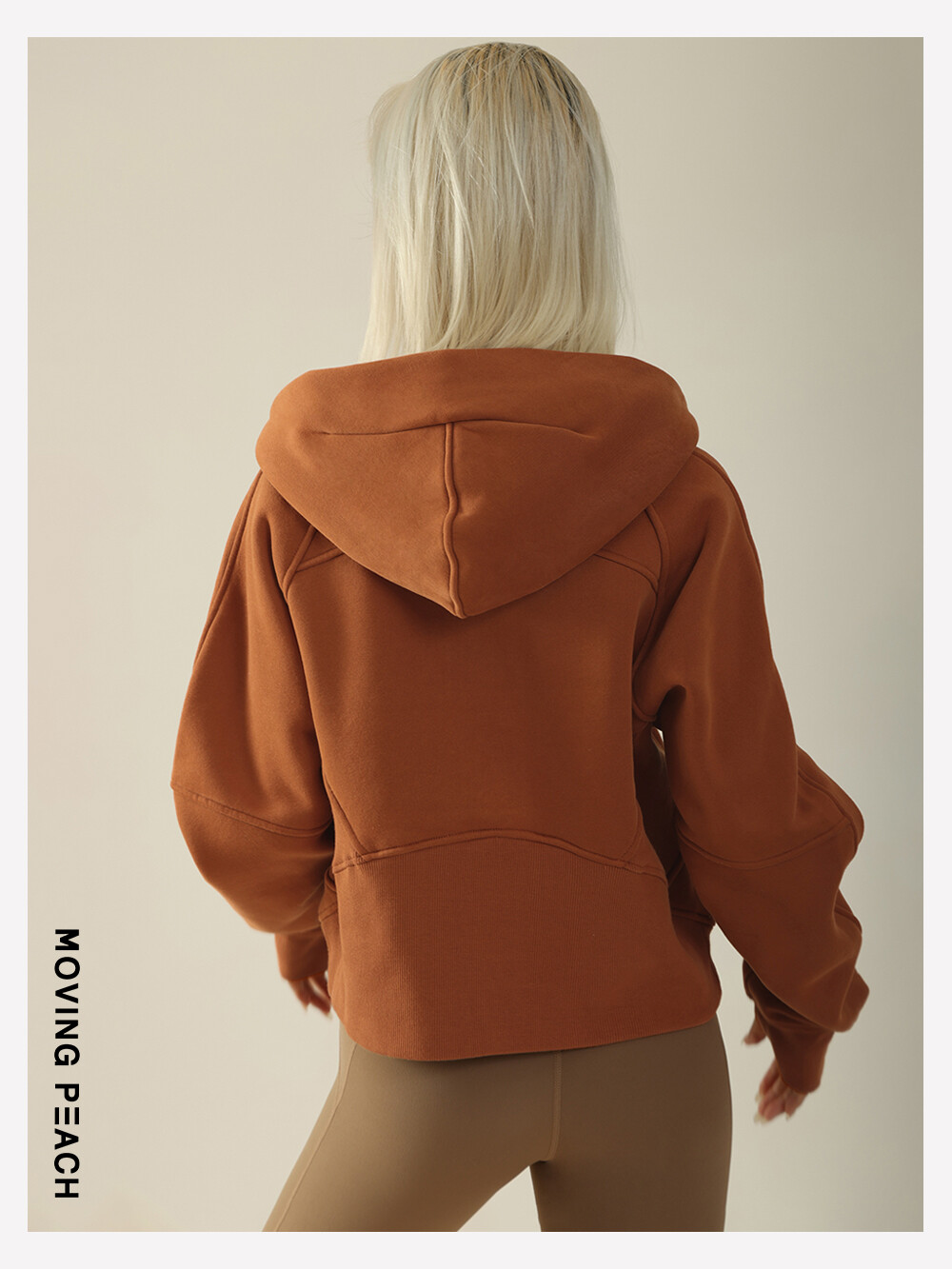 Sudadera con capucha deportiva Moving Peach para mujer, abrigo corto cepillado de algodón con ...