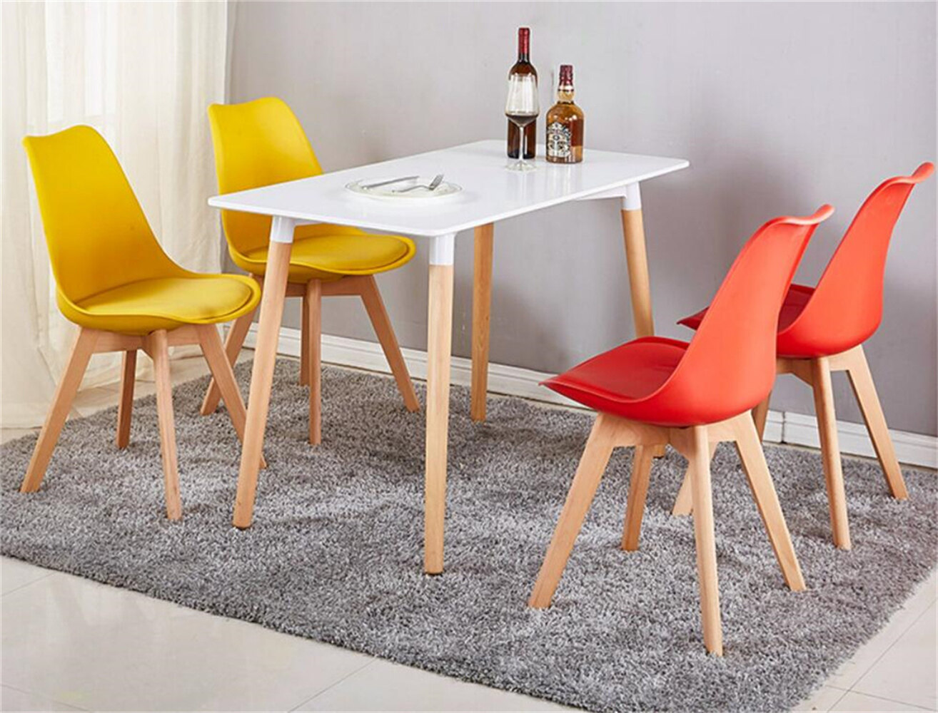 Mesa de comedor nórdica de rectángulo pata ancho comedor para cocina ...