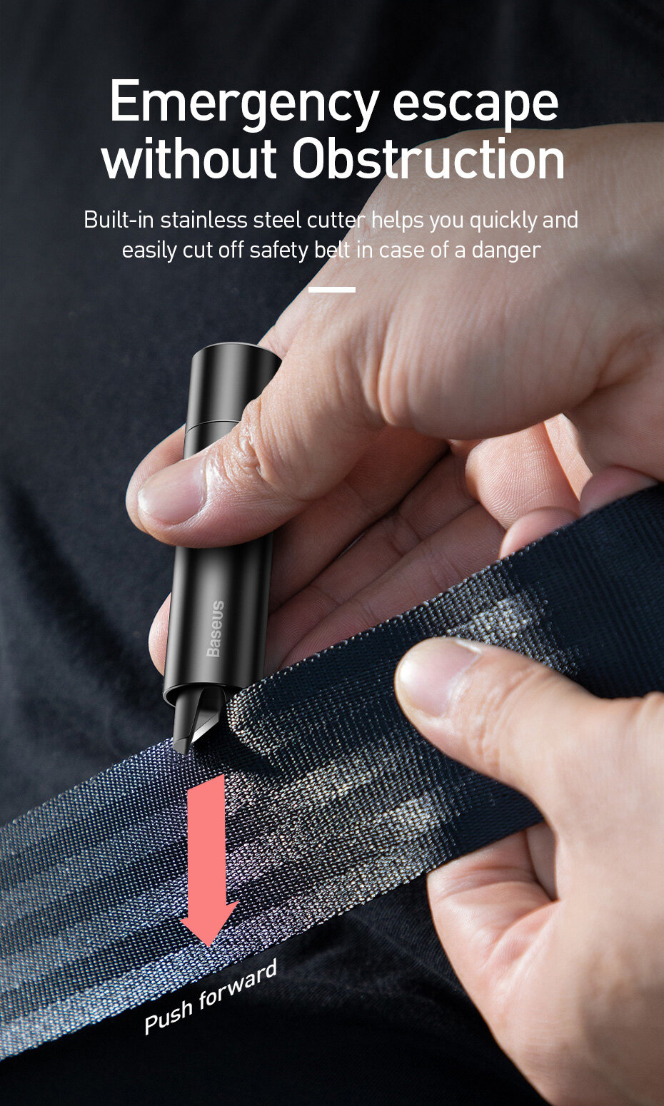 Baseus Sharp Tool Safety Hammer (Window-Breaking & Seat Belt Cutting)