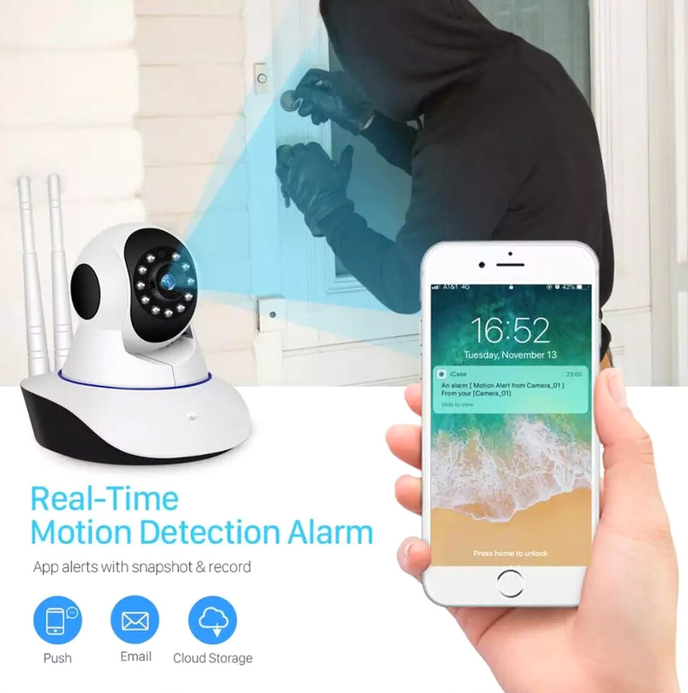 V380 / V380 Pro WiFi IP Camera 3 Antenna 1080P HD Night Vision Baby ...