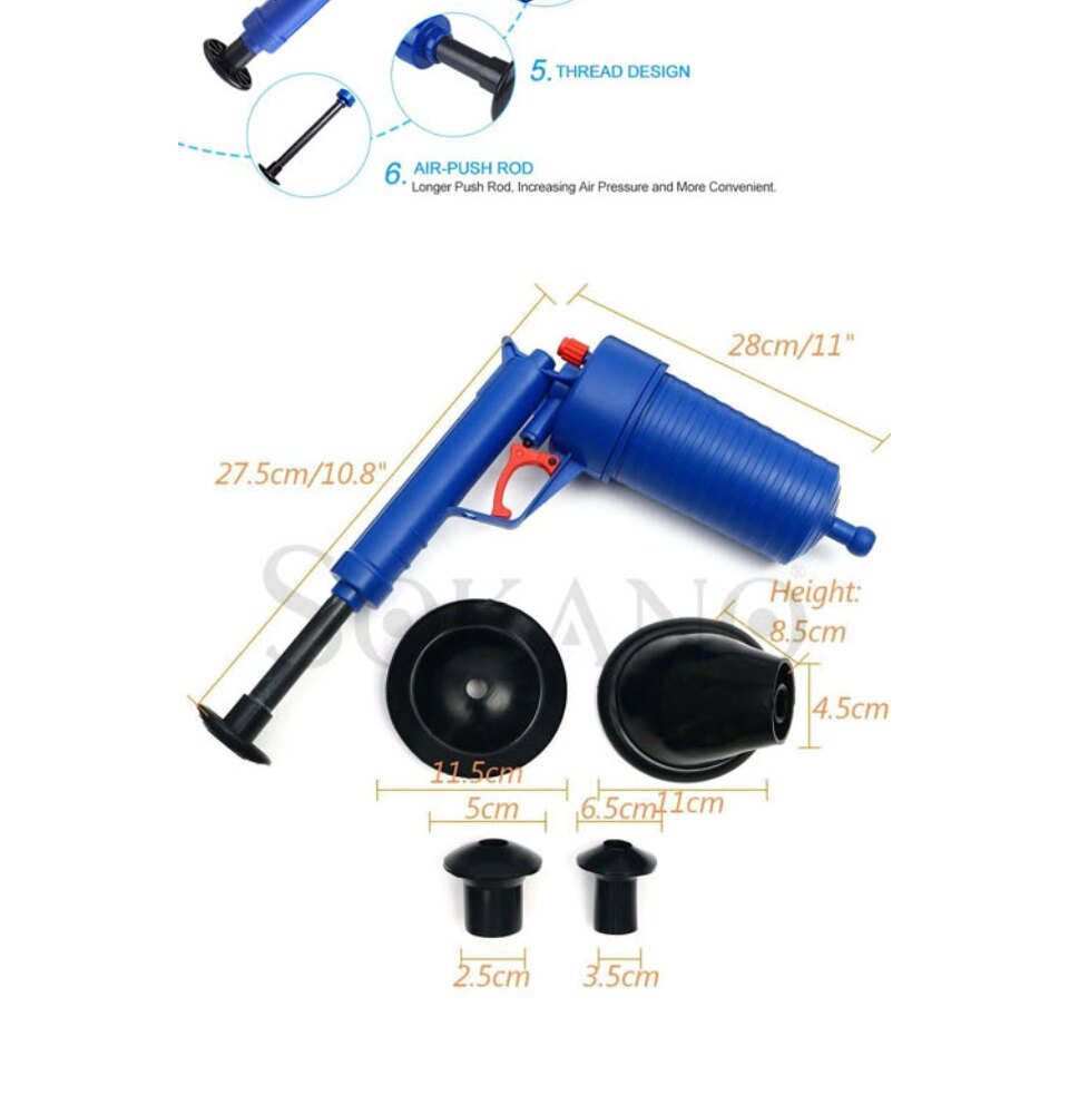 SOKANO Toilet Plunger Air Drain Blaster Pressure Pump Cleaner High ...