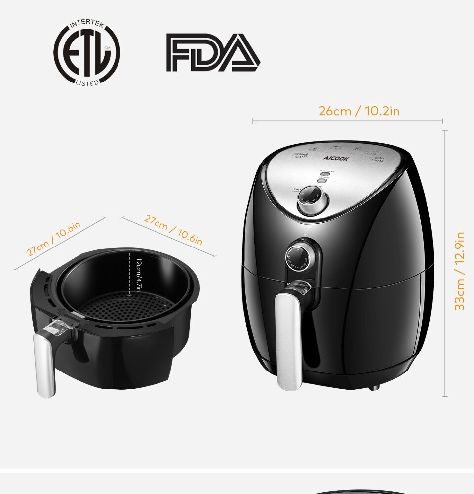 Aicook AF-11 Size 1500W Healthy Non Stick Smart Air Fryer Extra Large ...