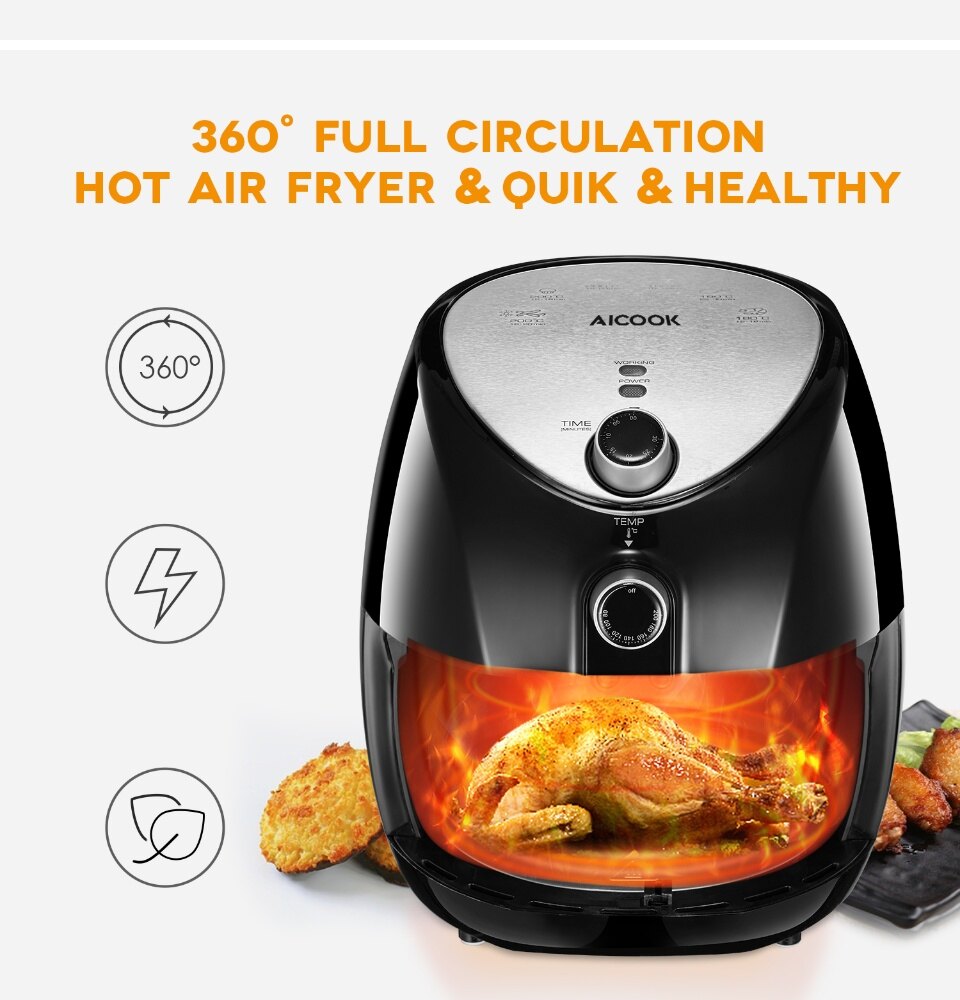 Aicook AF-11 Size 1500W Healthy Non Stick Smart Air Fryer Extra Large ...