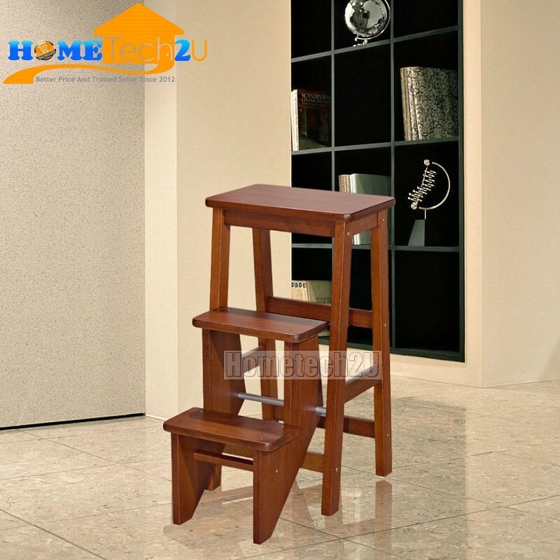 Stacy Wooden Step Ladder Chair-Natural White